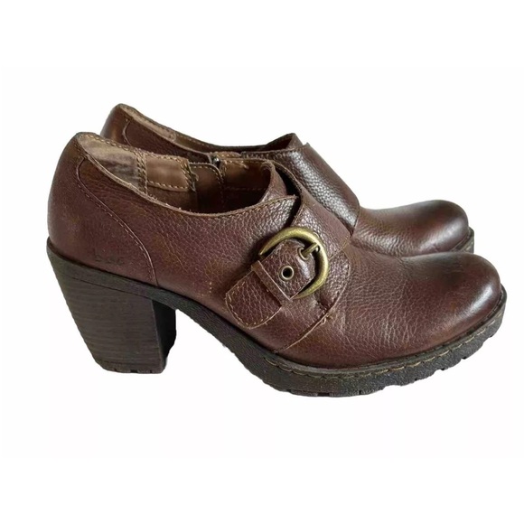 Born | Shoes | Boc Born Booties Sz 7 Leather Stacked Wedge Heels ...
